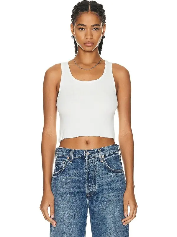 Eterne Cropped Scoop Neck Tank Top - Ivory
