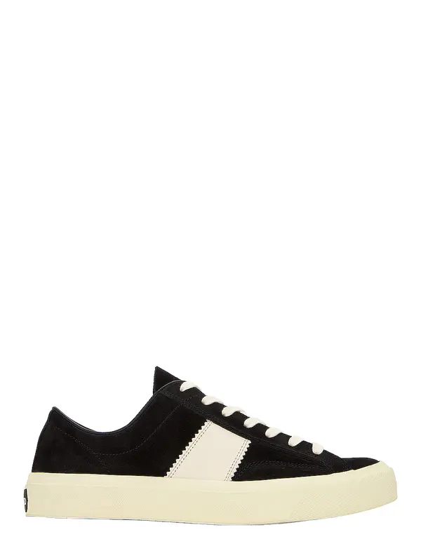 TOM FORD Suede Low Top Sneakers - Black  Beige & Cream