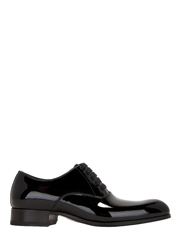 TOM FORD Patent Leather Lace-up Derby - Black