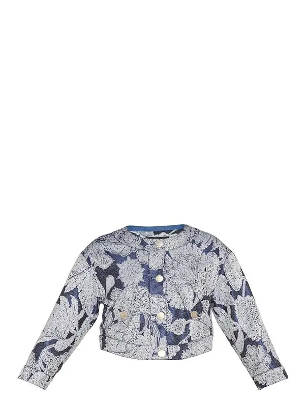 Giorgio Armani Paisley Intarsia Crop Jacket - Navy
