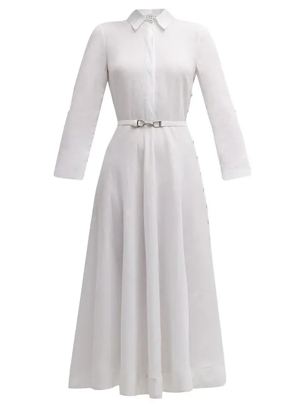 Gabriela Hearst Marley Belted Linen Shirtdress - Ivory
