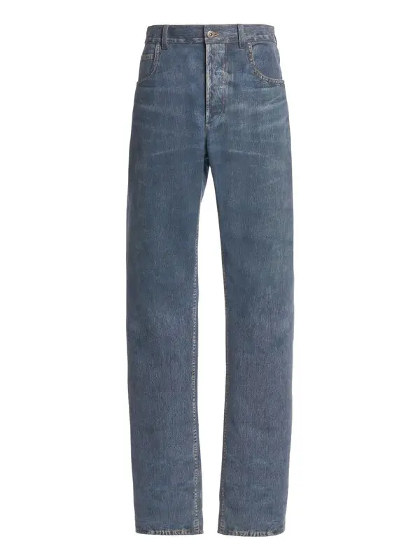 Bottega Veneta Denim-printed Nappa Leather Trousers - Blue