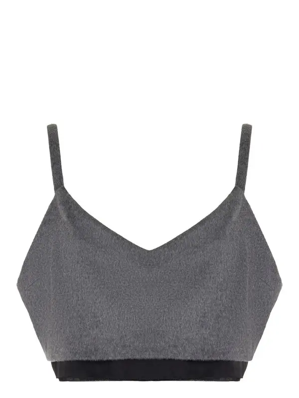 Miu Miu Layered Wool-cashmere Crop Top - Grey