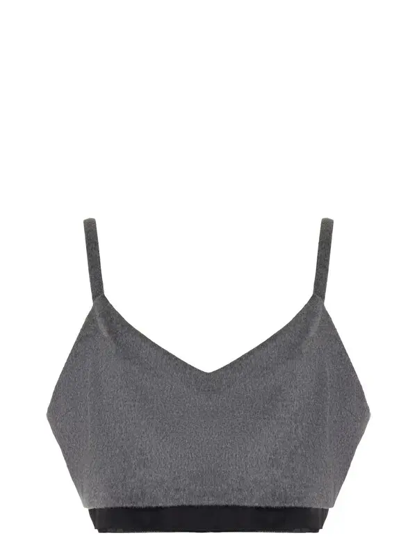 Miu Miu Layered Wool-cashmere Crop Top - Grey