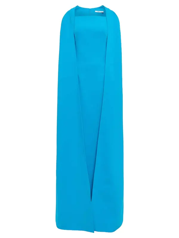 Safiyaa Cape Crêpe Maxi Dress - Blue