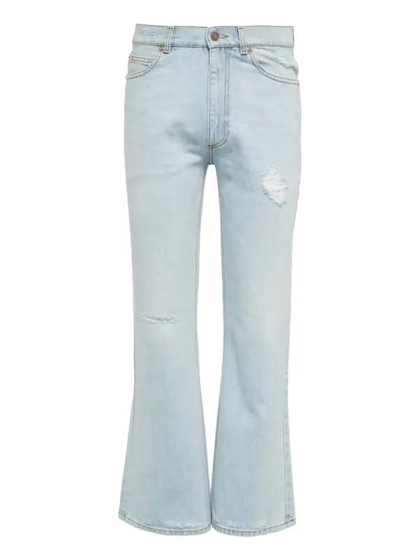 ERL Distressed Mid-rise Flared Jeans - Blue