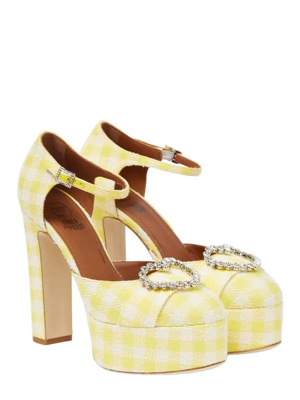 MALONE SOULIERS Camille 130 Embellished Platform Pumps - Yellow