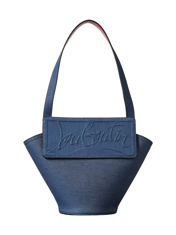 CHRISTIAN LOUBOUTIN Loubishore Small Embossed Denim Tote - Blue