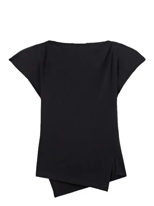 Isabel Marant Sebani Asymmetric Cotton-jersey T-shirt - Black