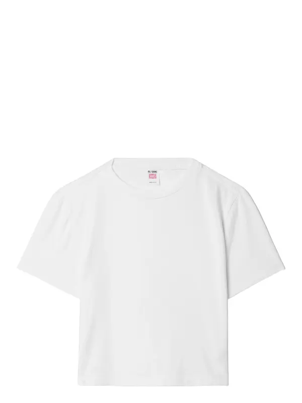RE/DONE Hanes Micro Cropped Cotton-jersey T-shirt - White