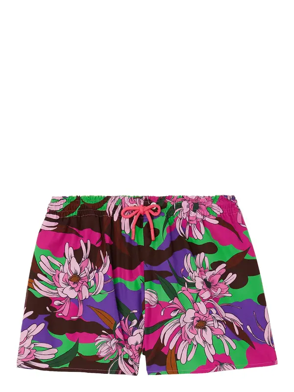 Moncler Floral-print Cotton-poplin Shorts - Purple