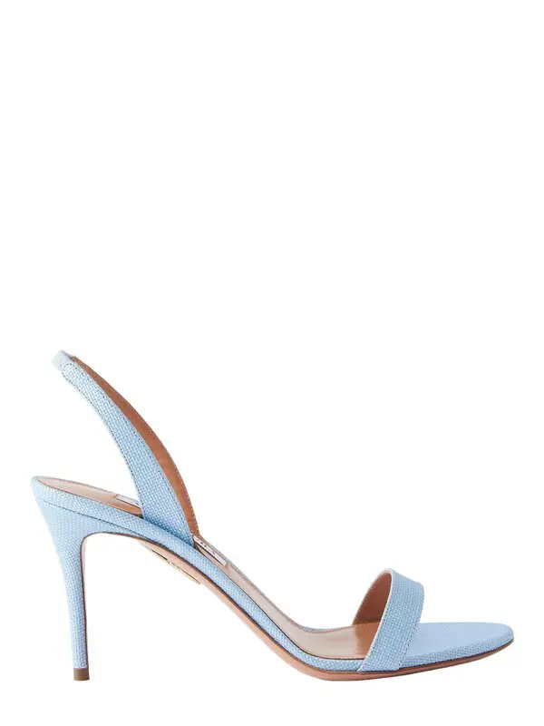 AQUAZZURA So Nude 85 Raffia Slingback Sandals - Blue