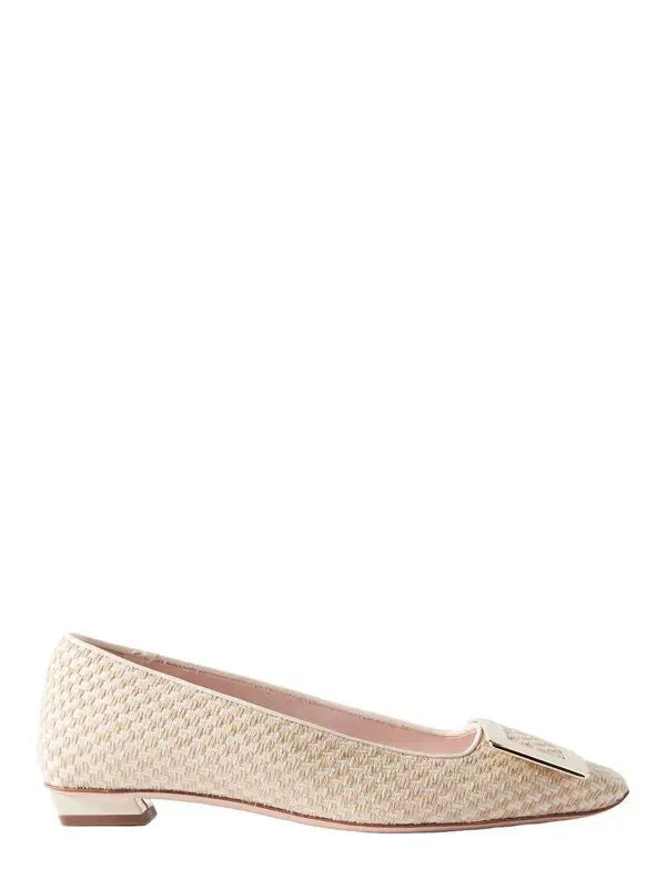 ROGER VIVIER Belle Vivier Embellished Canvas Flats - Neutrals