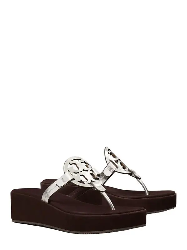 Tory Burch Miller Wedge Sandal - Silver/cocoa