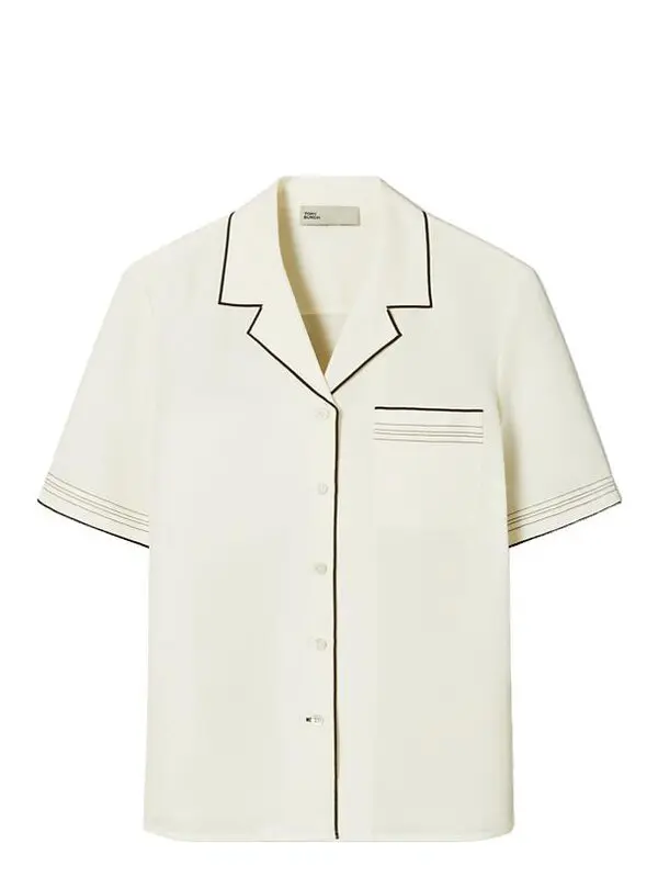 Tory Burch Linen Camp Shirt - White