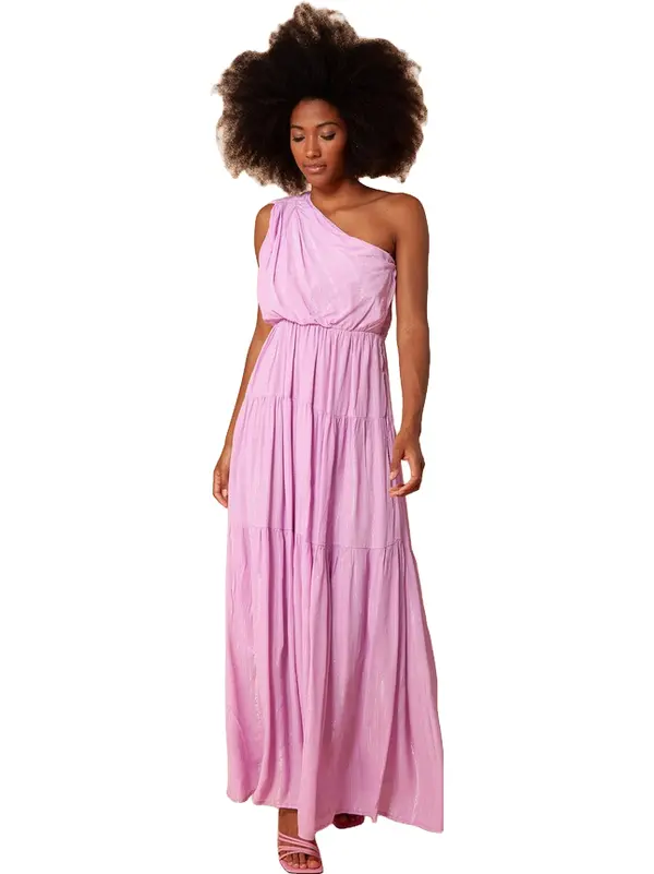 Hale Bob Charlize Solid One Shoulder Maxi Dress - Purple