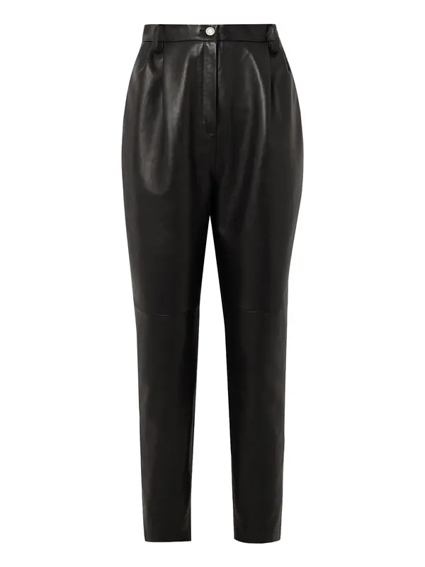 Magda Butrym Leather Tapered Cropped Trousers - Black