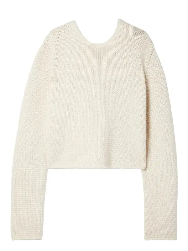 THE ROW Iri Cropped Cashmere Sweater - White