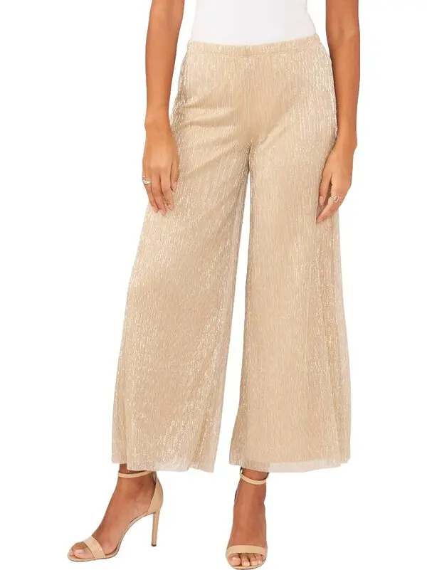 Chaus Metallic Mesh Palazzo Pants - Gold