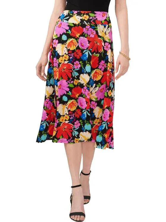 Chaus Floral A-line Skirt - Black