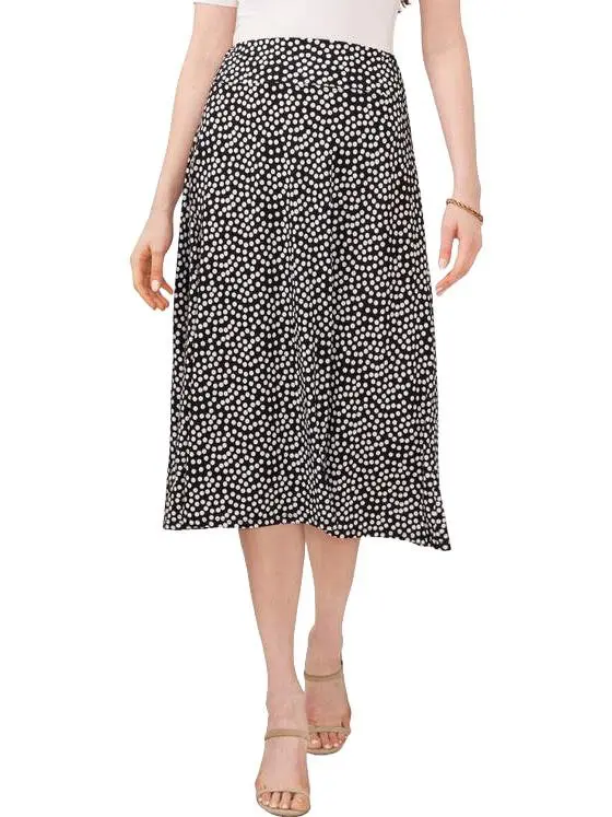 Chaus Polka Dot A-line Knit Skirt - Black