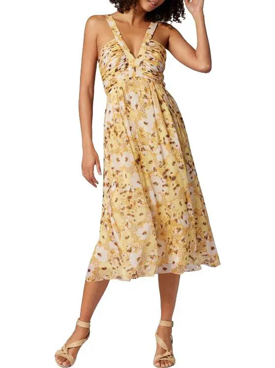 Joie Margot Floral Print Silk Dress - Amber Gold Multi