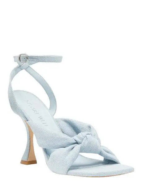 STUART WEITZMAN Playa Ankle Strap 100 Knot Sandal - Light Blue