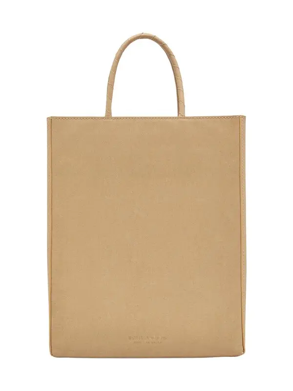 Bottega Veneta Small Paper Leather Shopping Bag - Neutral