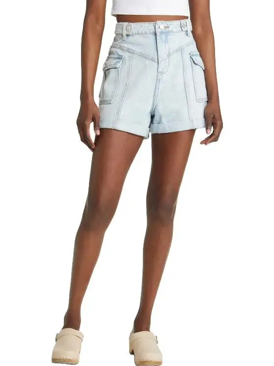 Blanknyc Perry Cargo Pocket Organic Cotton Mom Denim Shorts - Happy Dance