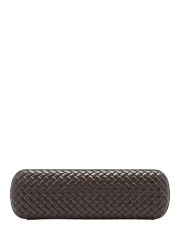 Bottega Veneta Stretch Box Intreccio Leather Minaudiere - Brown