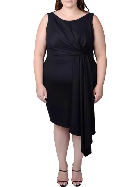 MAYES NYC Adele Draped Asymmetric Sheath Dress - Black