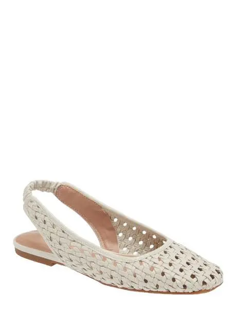 Nordstrom Arabella Woven Slingback Flat - Ivory Shell