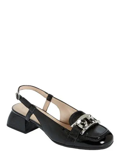 WONDERS Chain Detail Slingback Pumps - Black Patent
