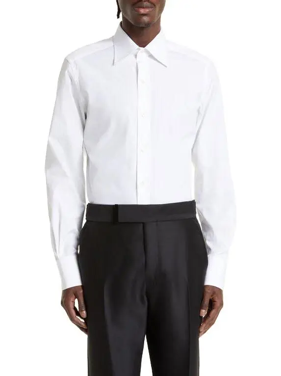 TOM FORD Slim Fit Poplin Button-up Shirt - Optical White
