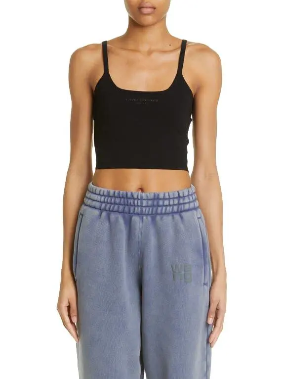 Alexander Wang Logo Crop Tank Top - Black