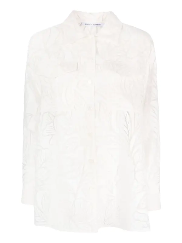 Alberta Ferretti Floral Sheer Shirt - White