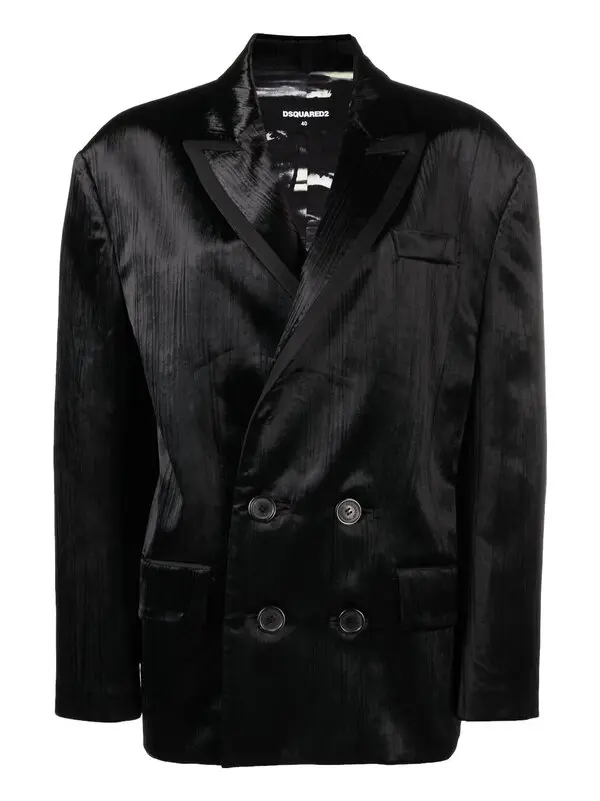 Dsquared2 Stripe Double-breasted Blazer - Black