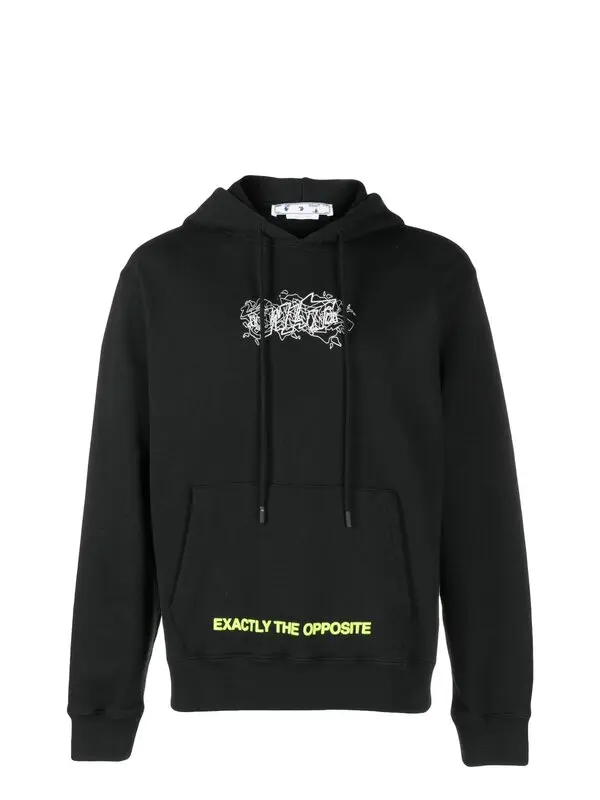 Off-White Slogan-print Drawstring Hoodie - Black