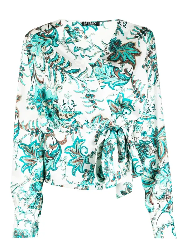 Liu Jo Paisley-print Wrap Blouse - Green