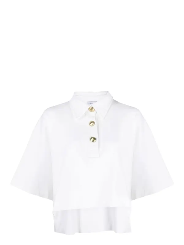 Rosetta Getty Cropped Polo Top - White