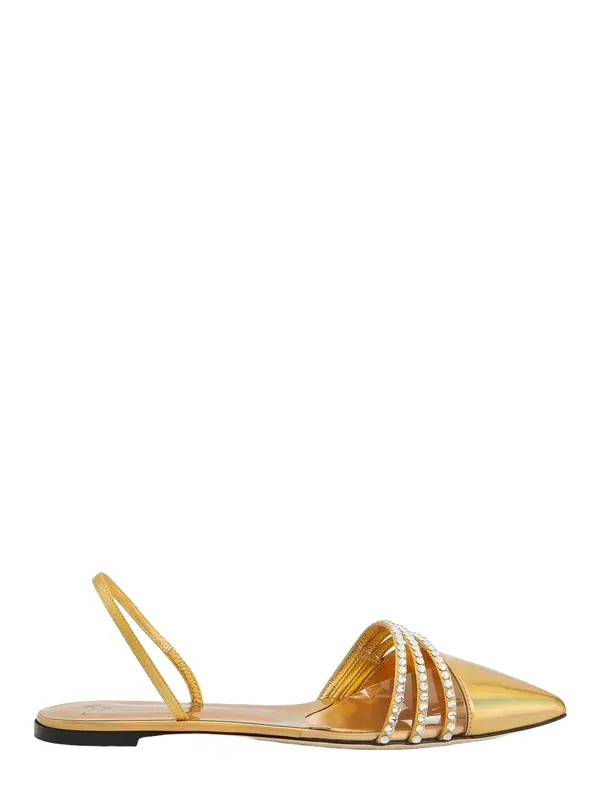 GIUSEPPE ZANOTTI Claralie Rhinestone-embellished Flat Pumps - Gold