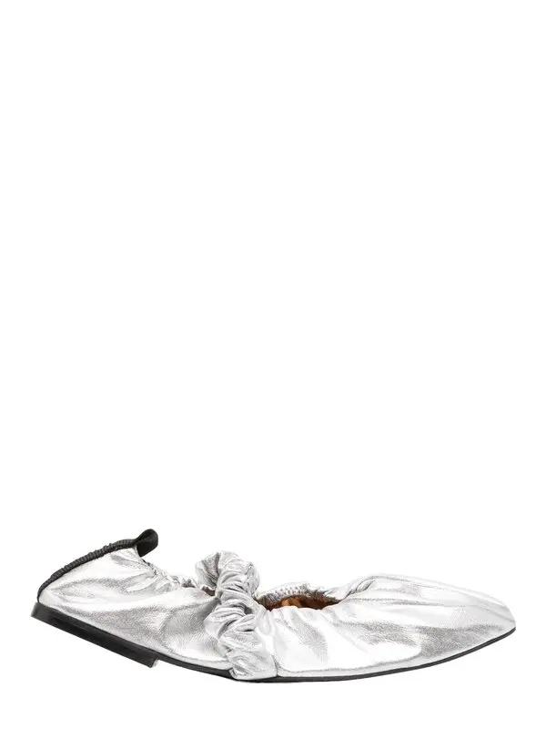 GANNI Scrunchie Ballerina Shoes - Silver