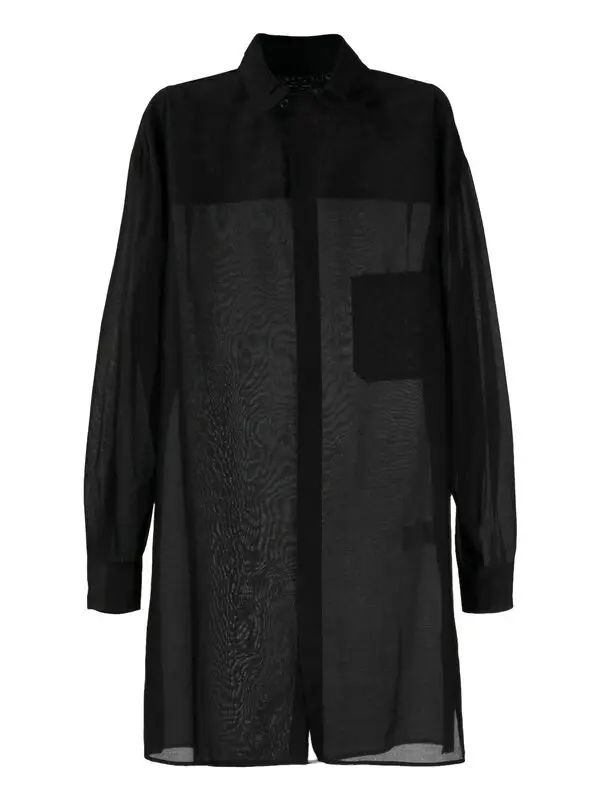 Yohji Yamamoto Double-collar Long Shirt - Black