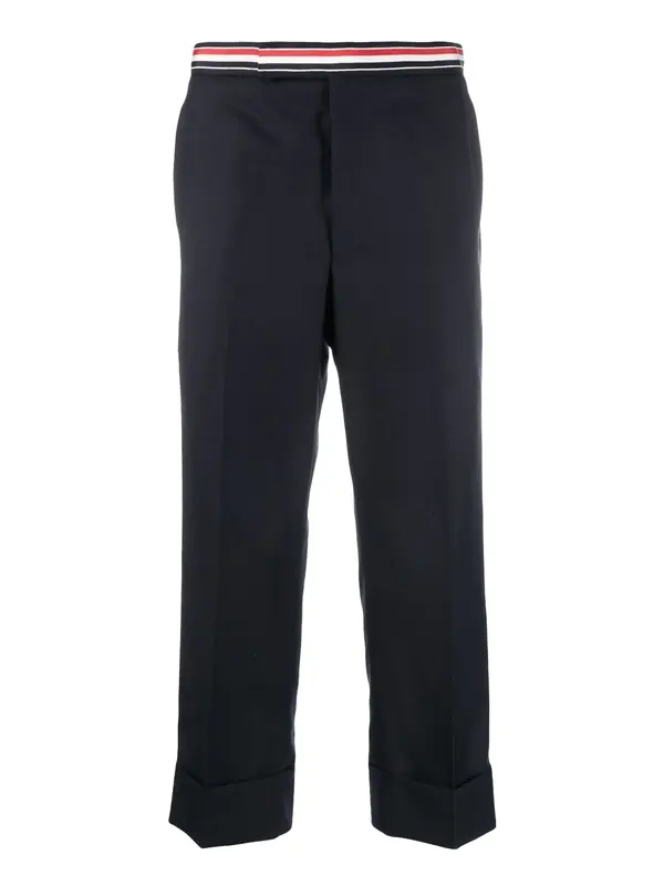 Thom Browne Rwb-waistband Cropped Trousers - Blue