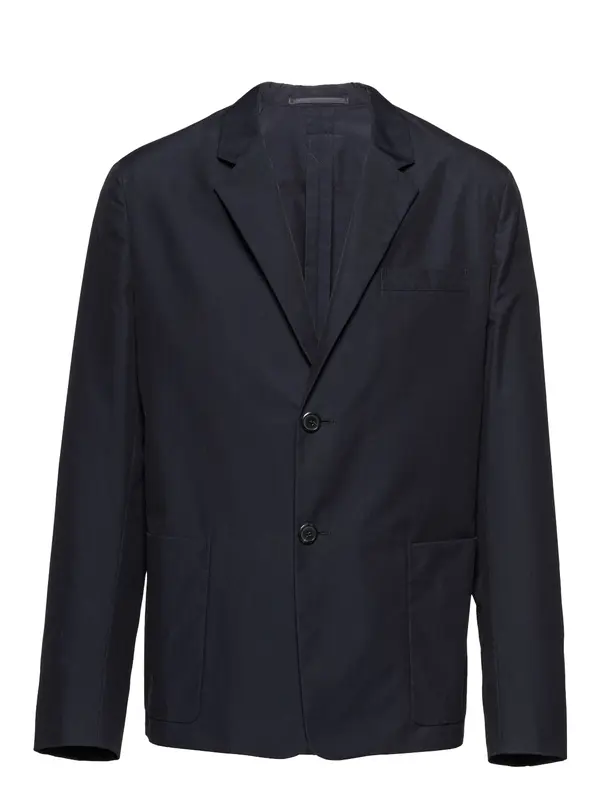 Prada Triangle Logo Cotton Blazer - Blue