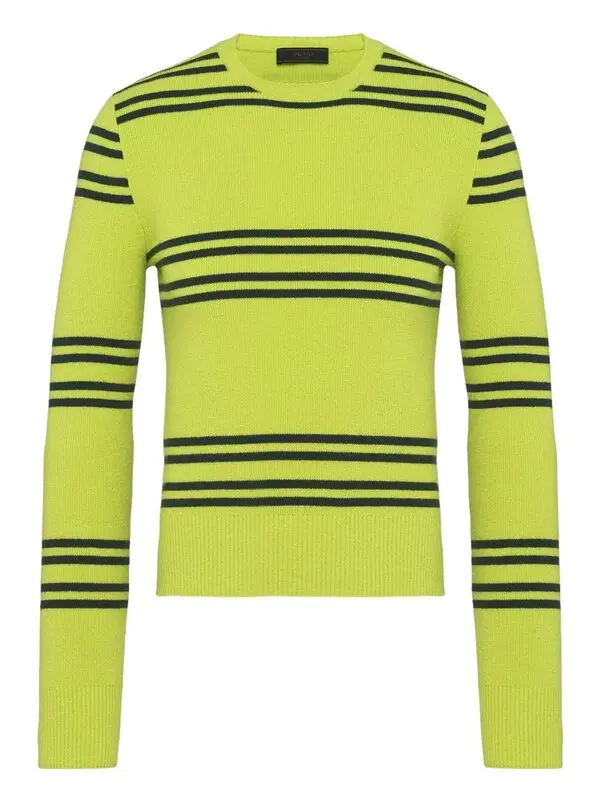 Prada Striped Lambswool Jumper - Green