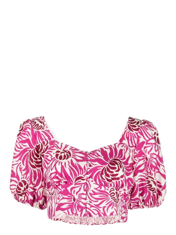 Diane Von Furstenberg Floral-print Short-sleeve Top - Pink