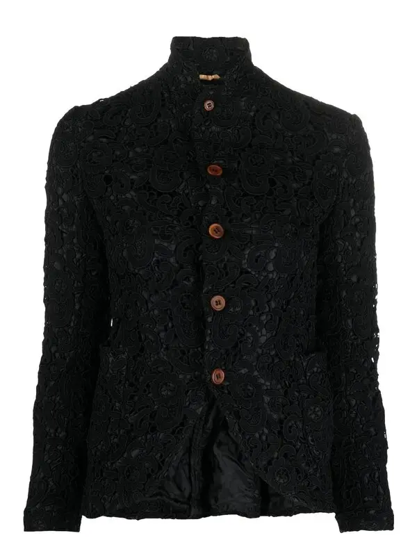 Comme Des Garçons Floral-embroidered Jacket - Black