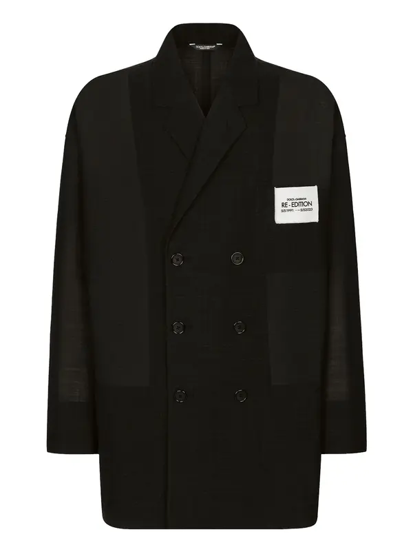 Dolce & Gabbana Logo-patch Double-breasted Coat - Black