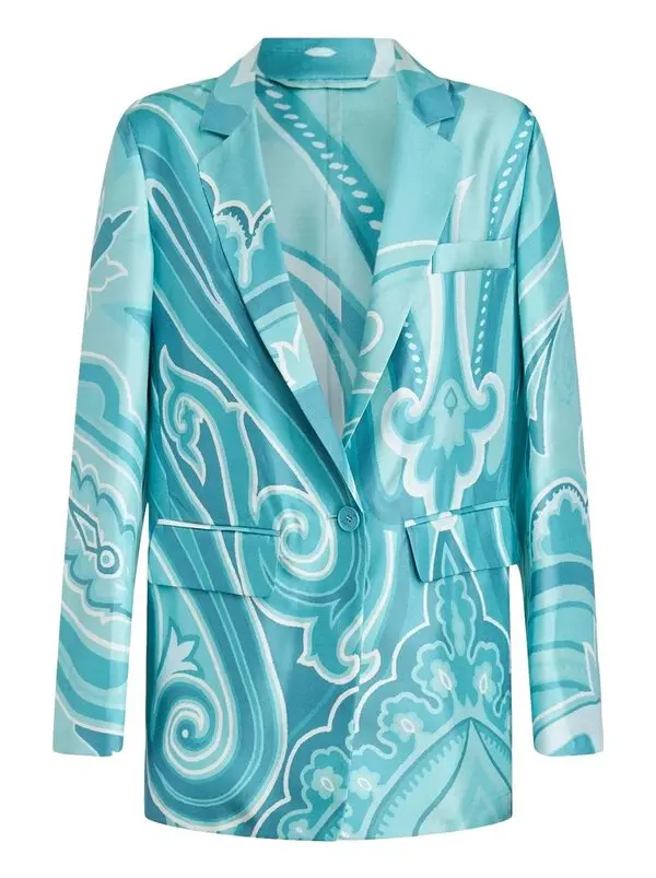 Etro Swirl-print Silk Blazer - Blue